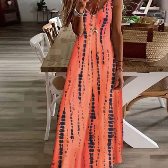 chicme | Dresses | Tie Dye Print Colorblock Vneck Maxi Dress | Poshmark